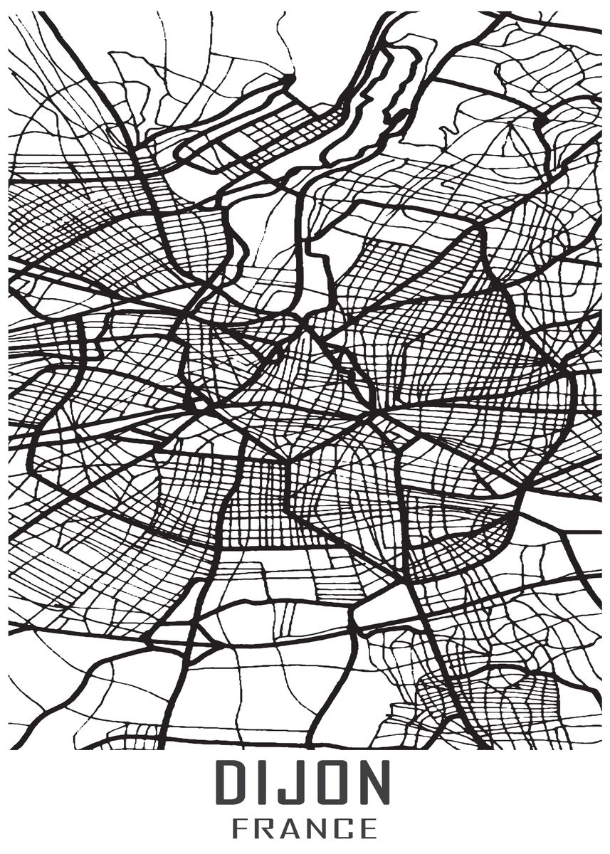 'Dijon France City Map' Poster, picture, metal print, paint by ...
