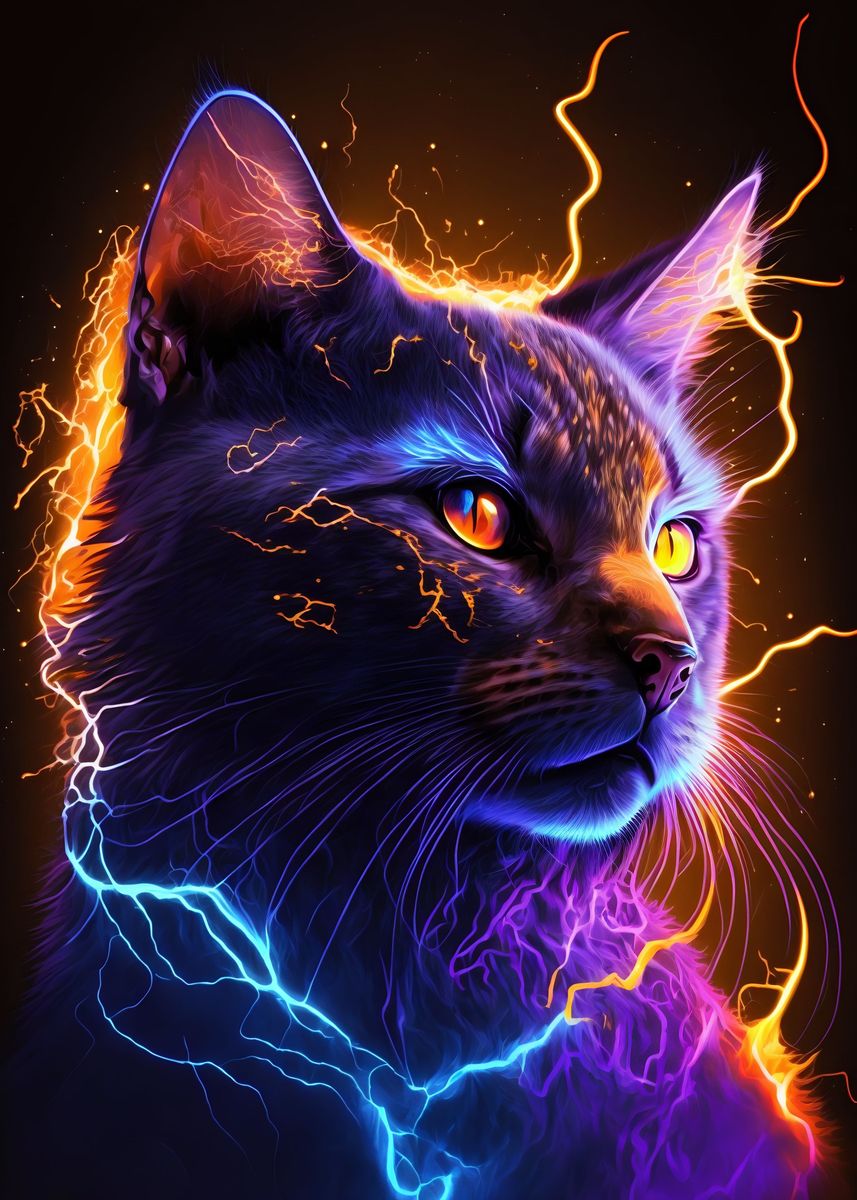 'Star Cat' Poster, picture, metal print, paint by FusionDesigns | Displate