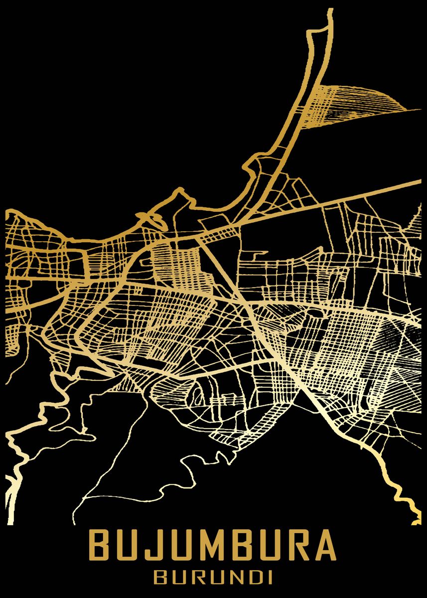'Bujumbura Burundi City Map' Poster, picture, metal print, paint by ...