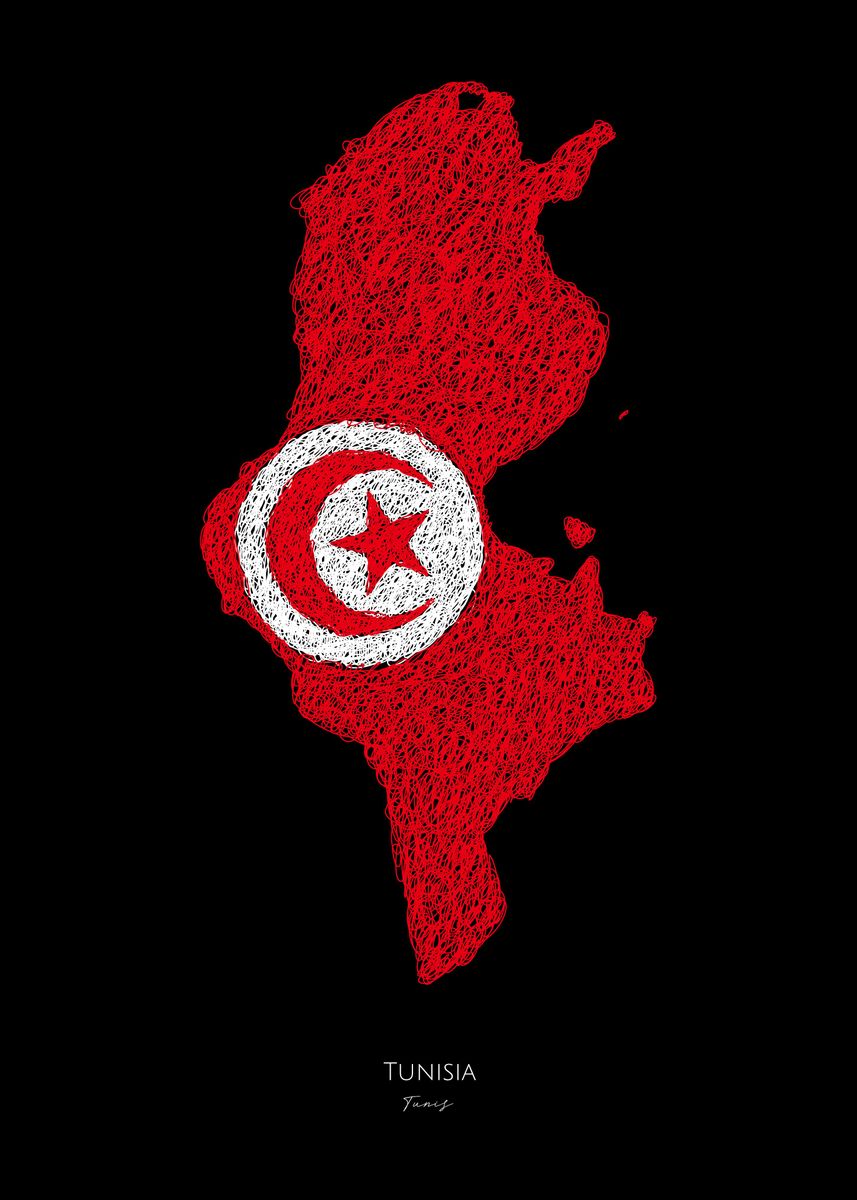'Tunisia Flag Map World Cup' Poster, picture, metal print, paint by ...