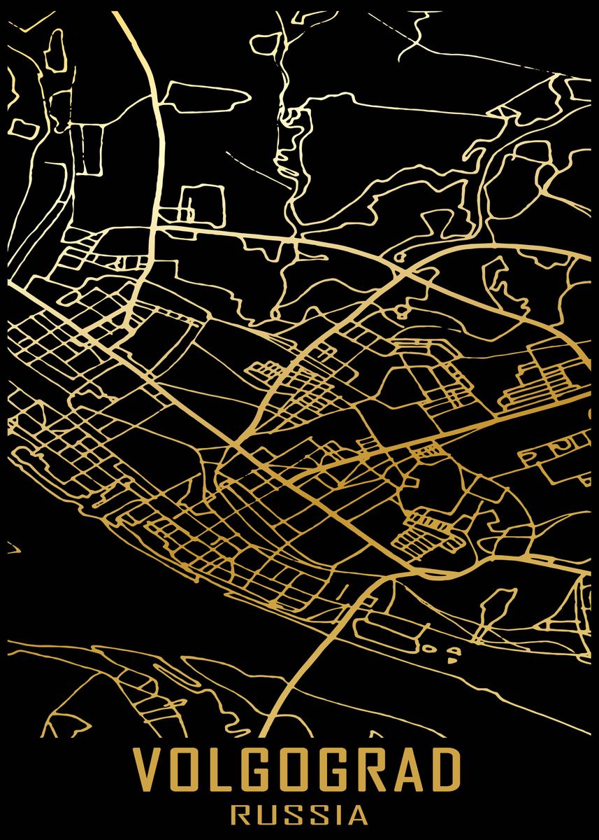 'Volgograd Russia City Map' Poster, picture, metal print, paint by ...