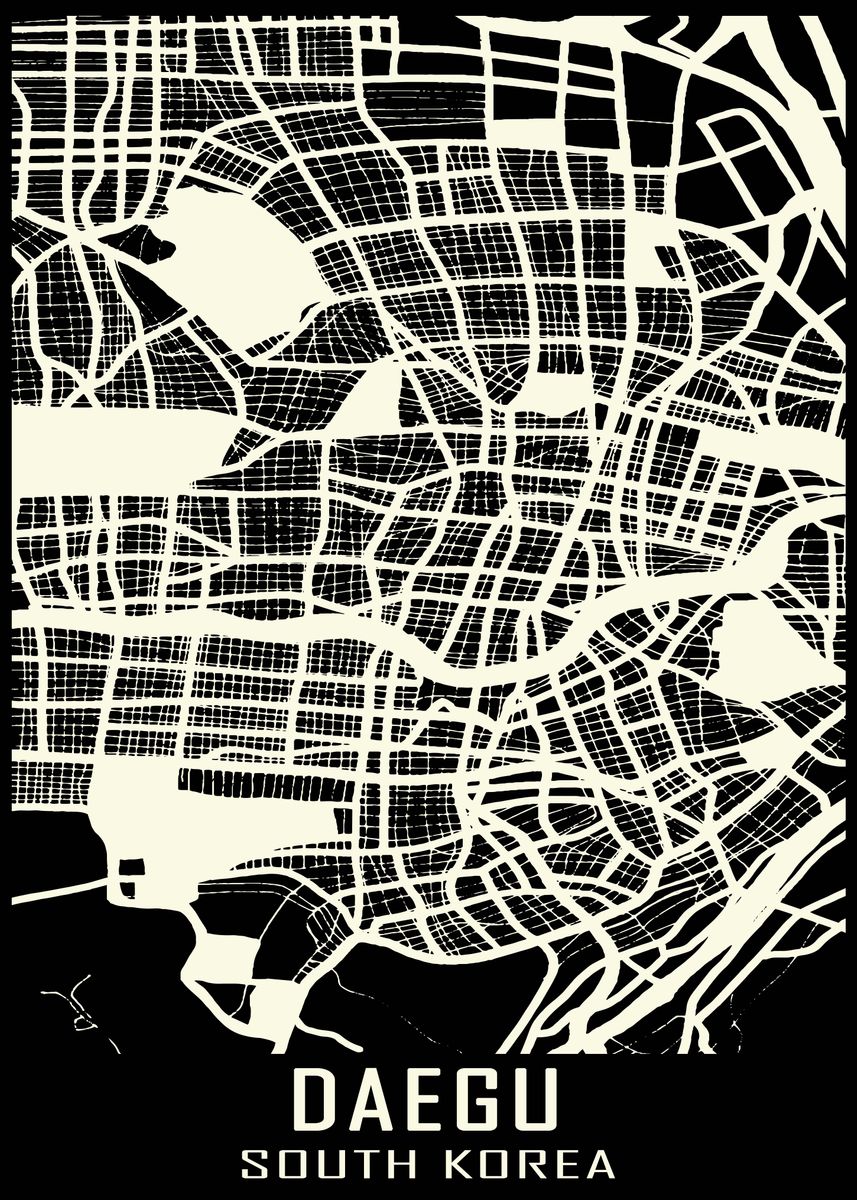 'Daegu South Korea City Map' Poster, picture, metal print, paint by ...