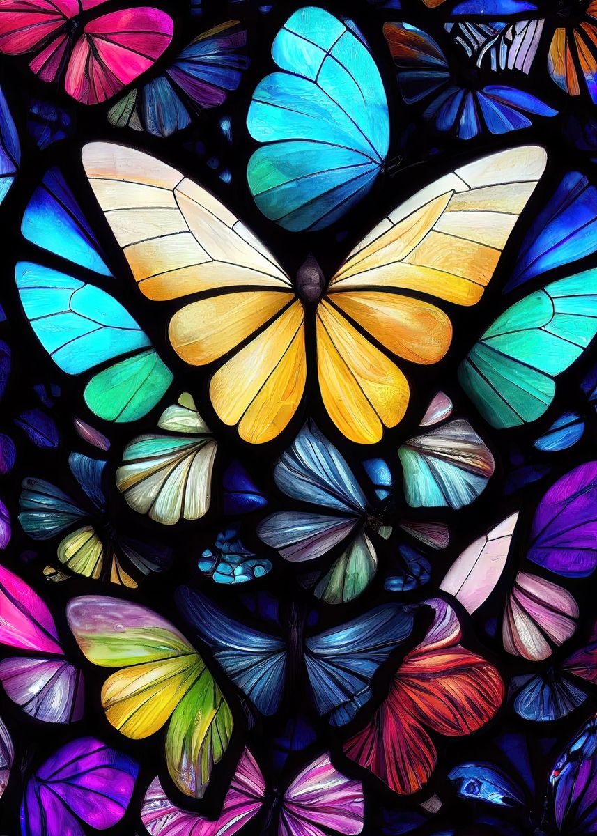 'Butterfly Collage ' Poster, picture, metal print, paint by Chris Cupit ...