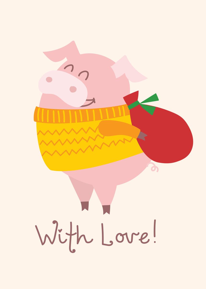 'Cute pig christmas gifts' Poster, picture, metal print, paint by Brock ...