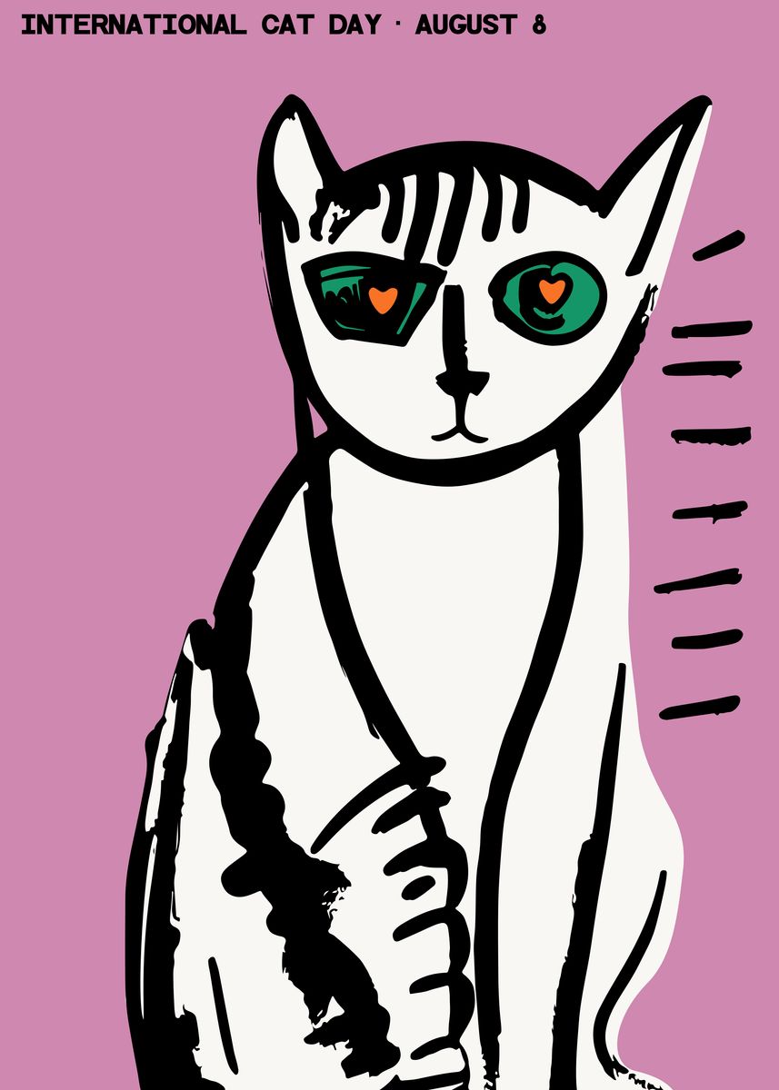 'August 8 Cat Day Art' Poster, picture, metal print, paint by ...