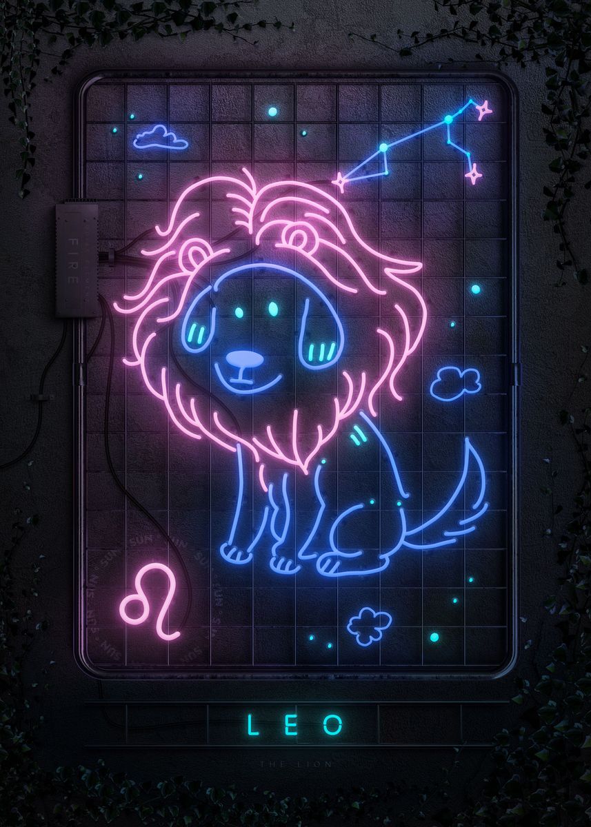 'Neon Sign Leo' Poster by Kilo Byte | Displate