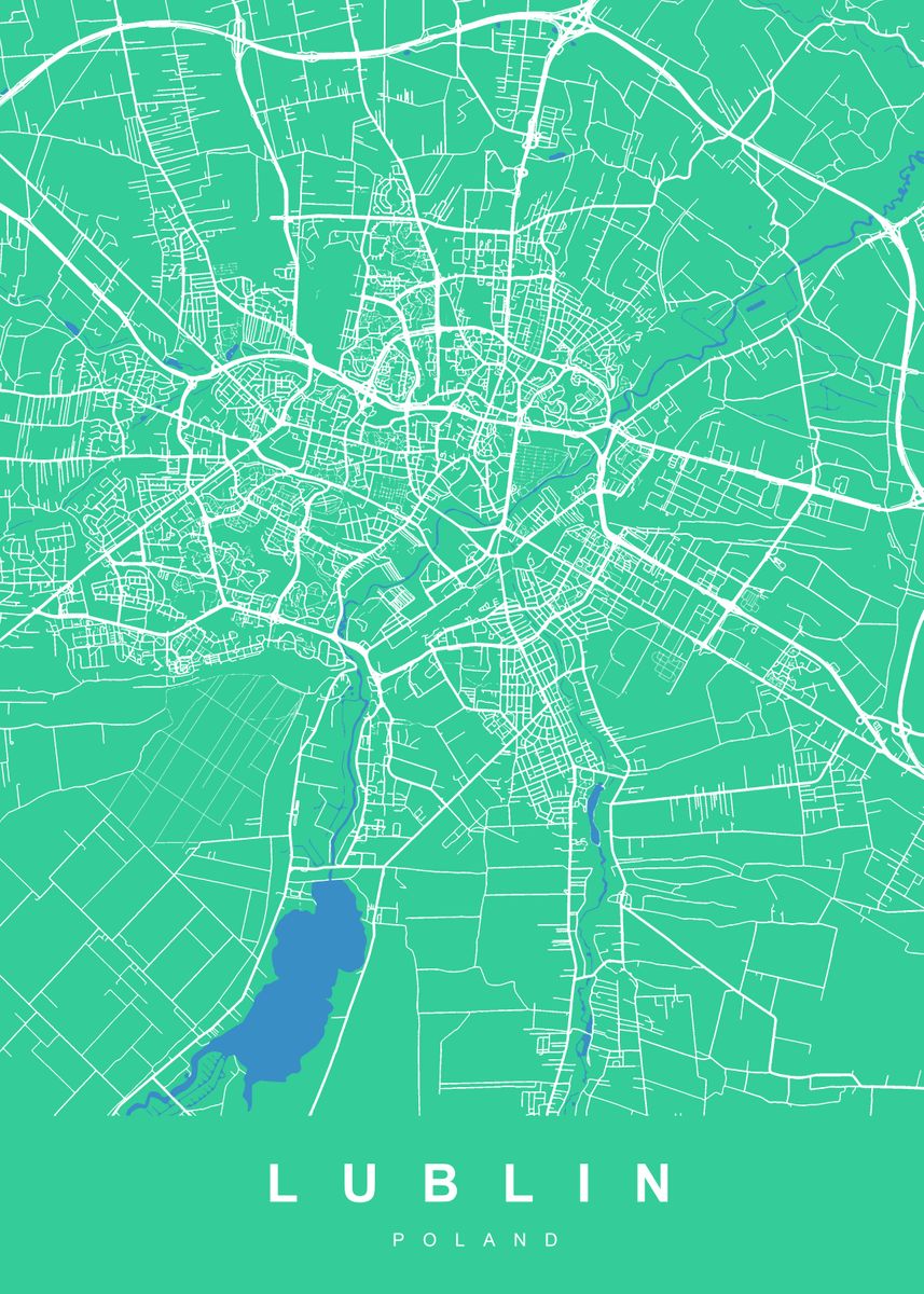 'LUBLIN Map POLAND' Poster, picture, metal print, paint by UrbanMaps ...