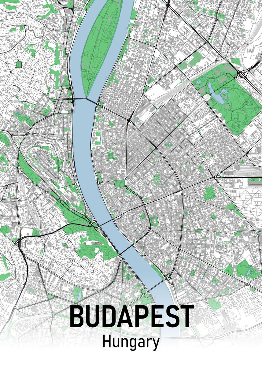 'Budapest City Map' Poster, picture, metal print, paint by TomGeo ...