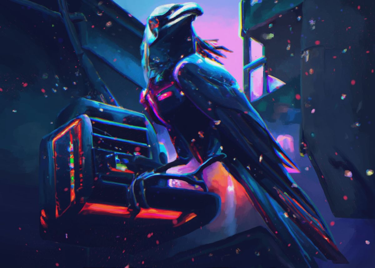 'Cyberpunk crow' Poster by Moreal | Displate