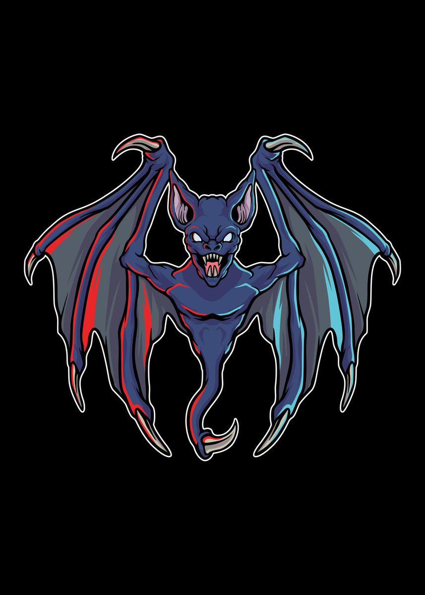'Creepy vampire bat' Poster, picture, metal print, paint by Cao Thi ...