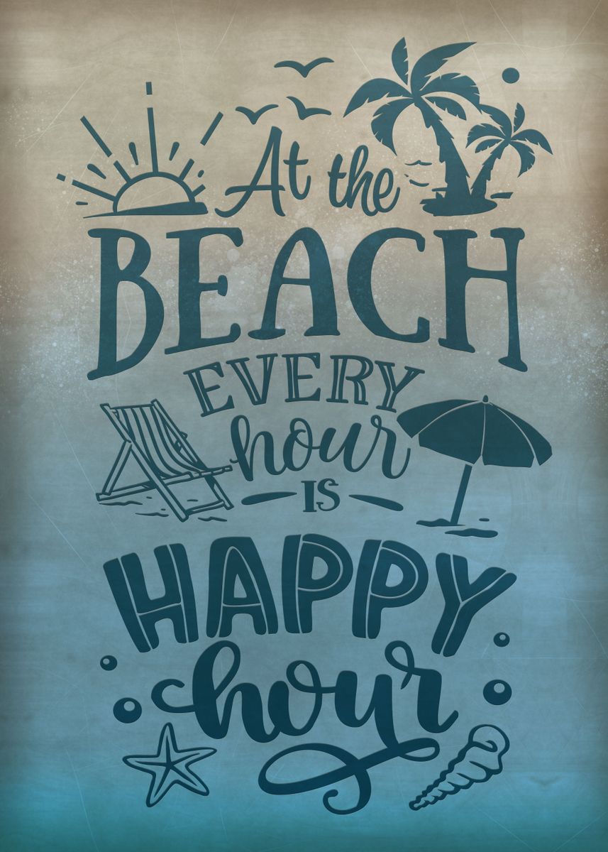 'Beach Happy hour' Poster, picture, metal print, paint by XandYart ...