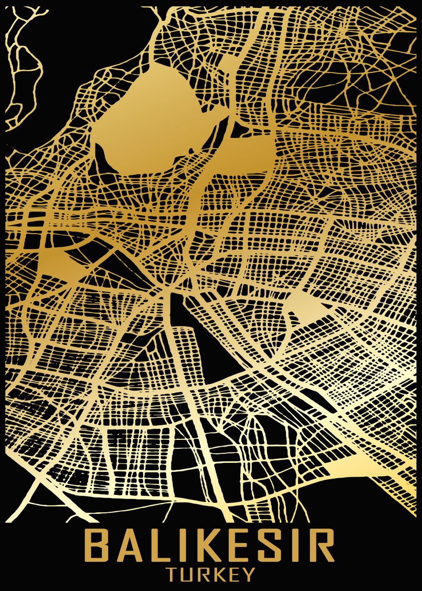 'Balikesir Turkey City Map' Poster, picture, metal print, paint by SheldonBennett Studio | Displate