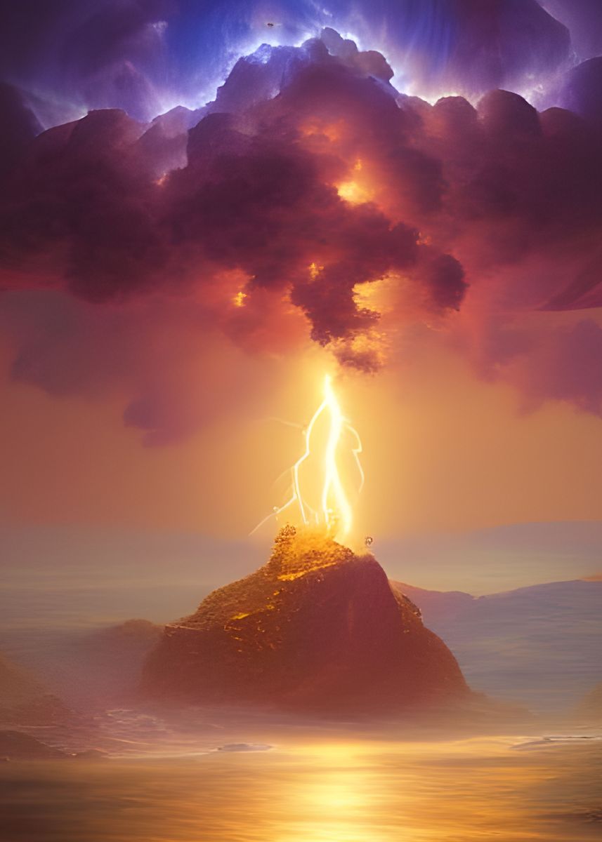 'Lightning Glows Yellow' Poster, picture, metal print, paint by Samsa ...