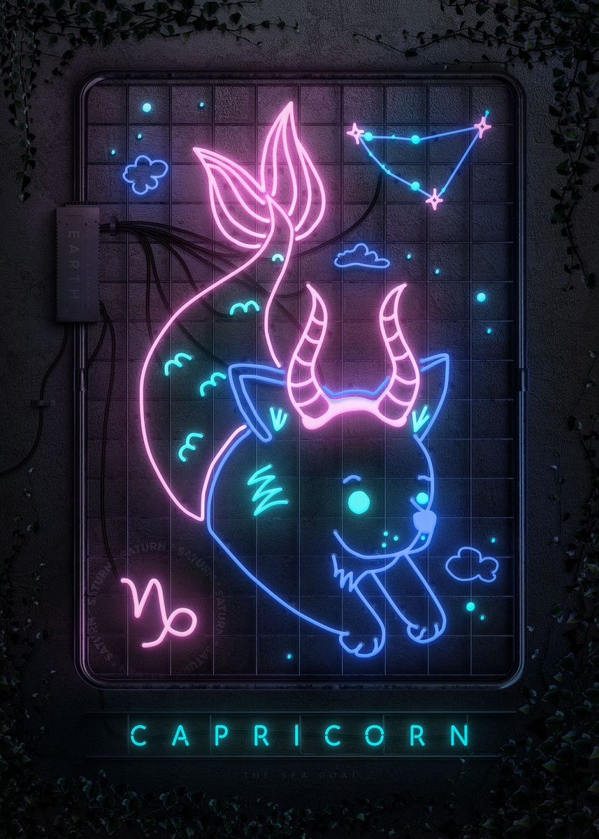 'Neon Sign Capricorn' Poster by Kilo Byte | Displate
