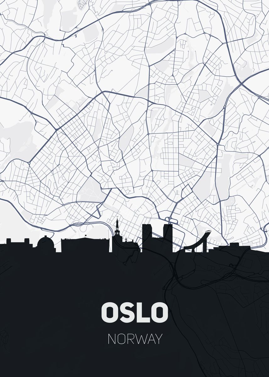 'Oslo City Map' Poster, picture, metal print, paint by crbn design ...