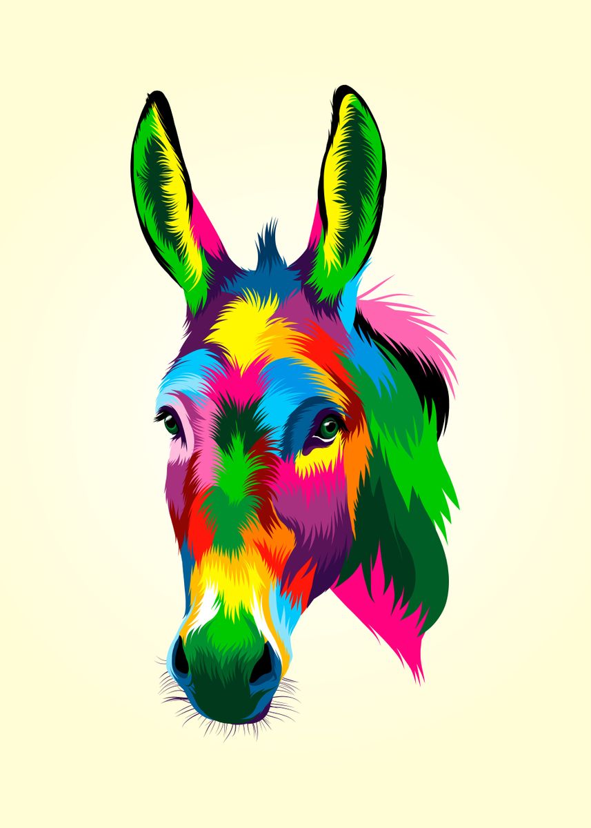 'Colorful Donkey' Poster, picture, metal print, paint by Hasnaa Art ...