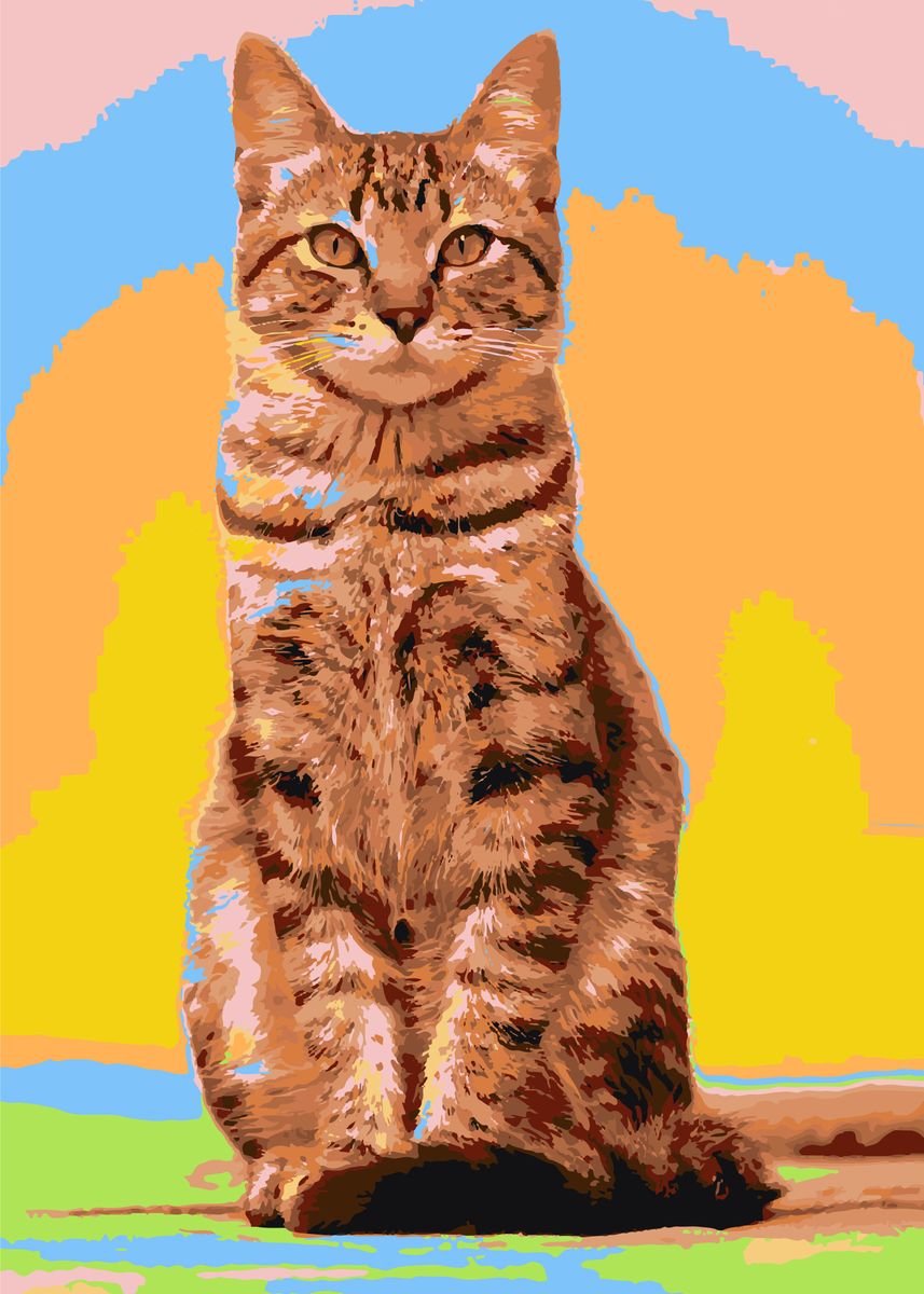 'Cut Cat in Color Block' Poster by Rita Lin | Displate