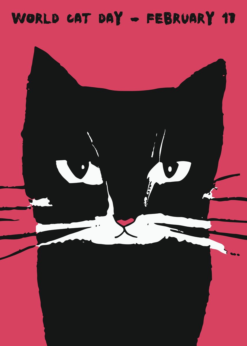 'February 17 World Cat Day' Poster, picture, metal print, paint by ...