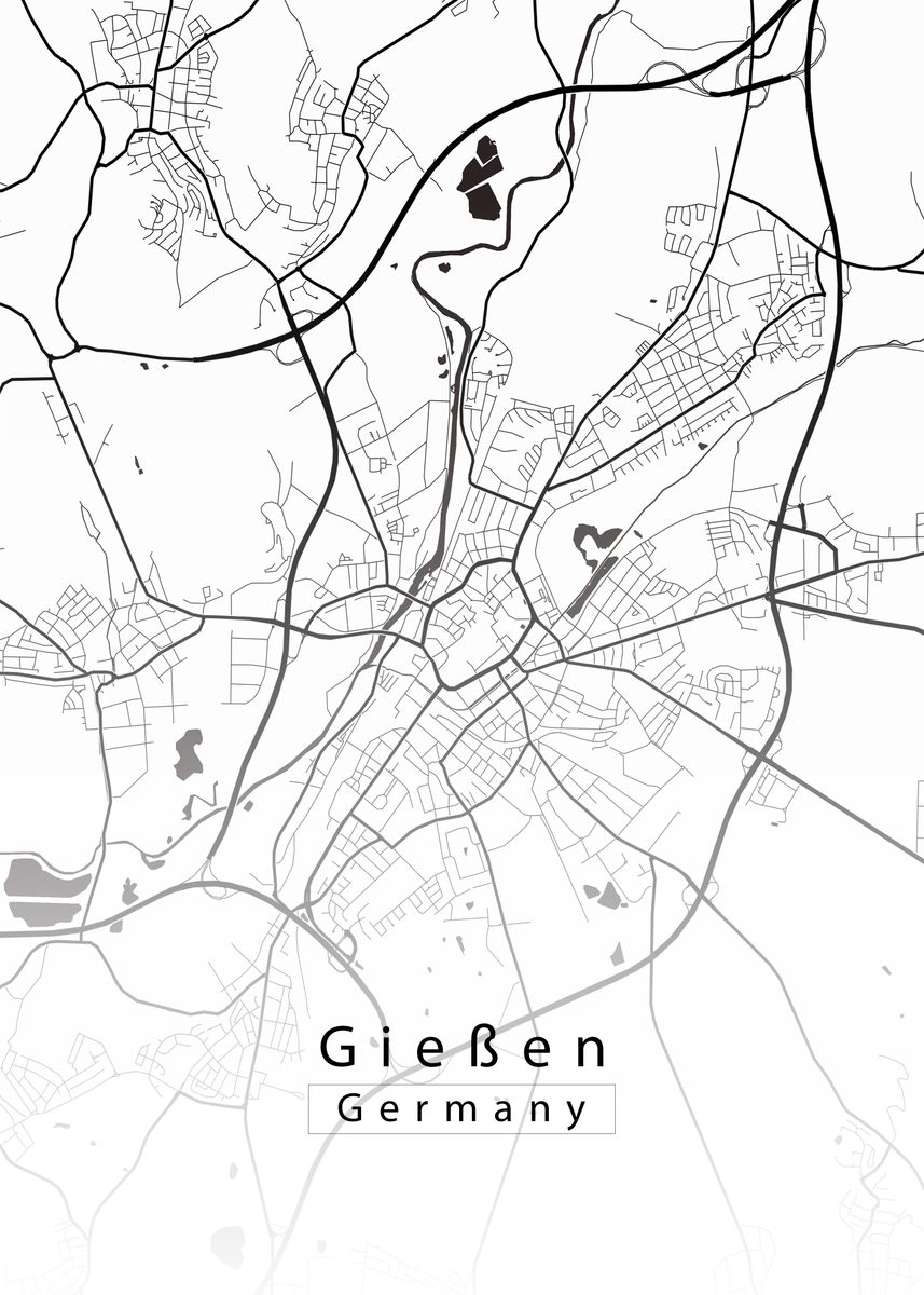 'Giessen City Map' Poster, picture, metal print, paint by Mapique ...
