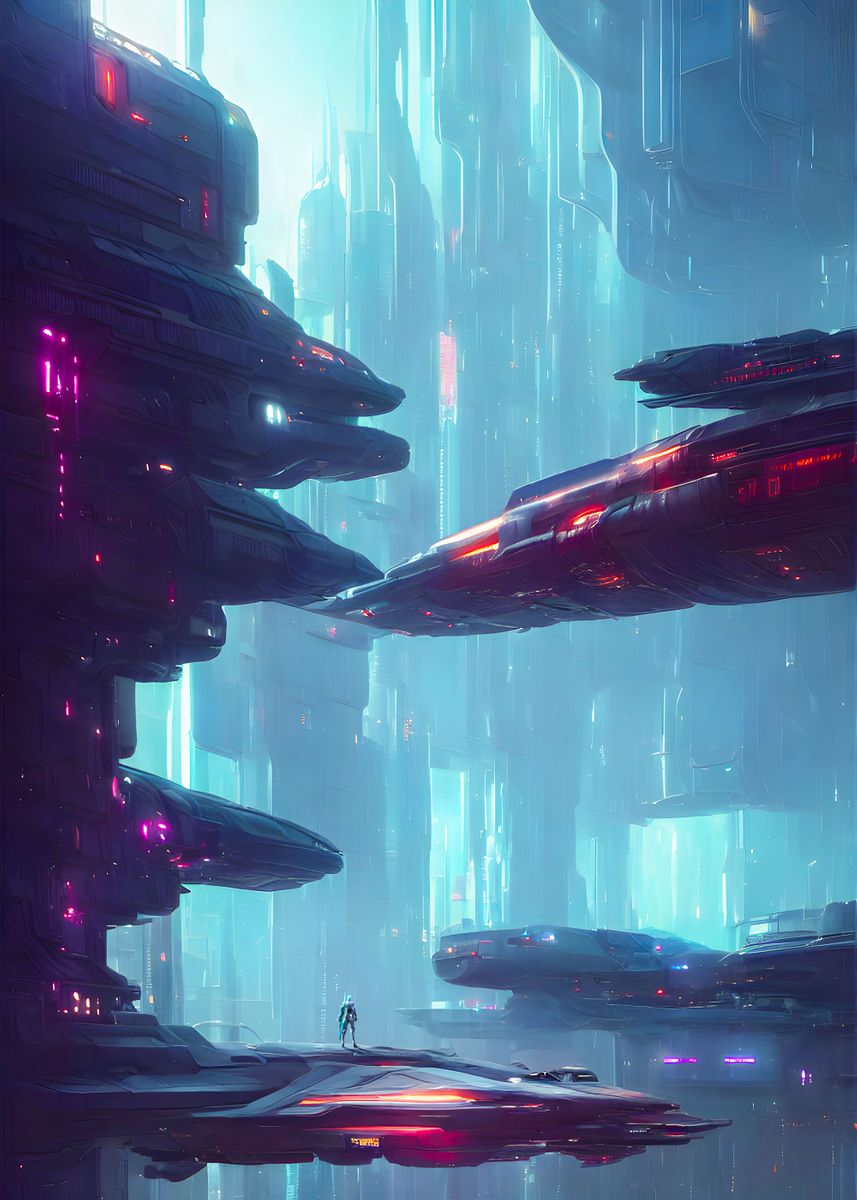 'Spaceships Civilization' Poster, picture, metal print, paint by Luong ...