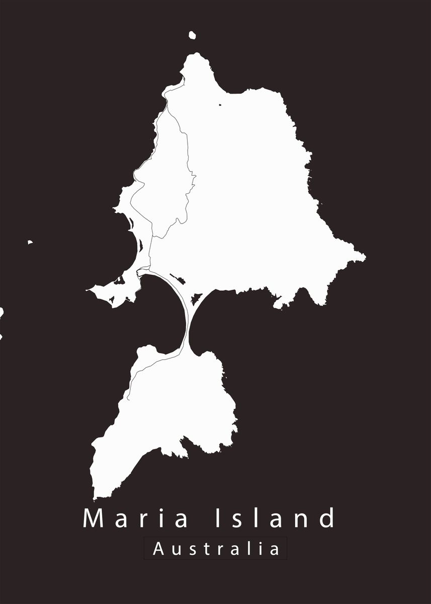 'Maria Island Map' Poster, picture, metal print, paint by Mapique ...