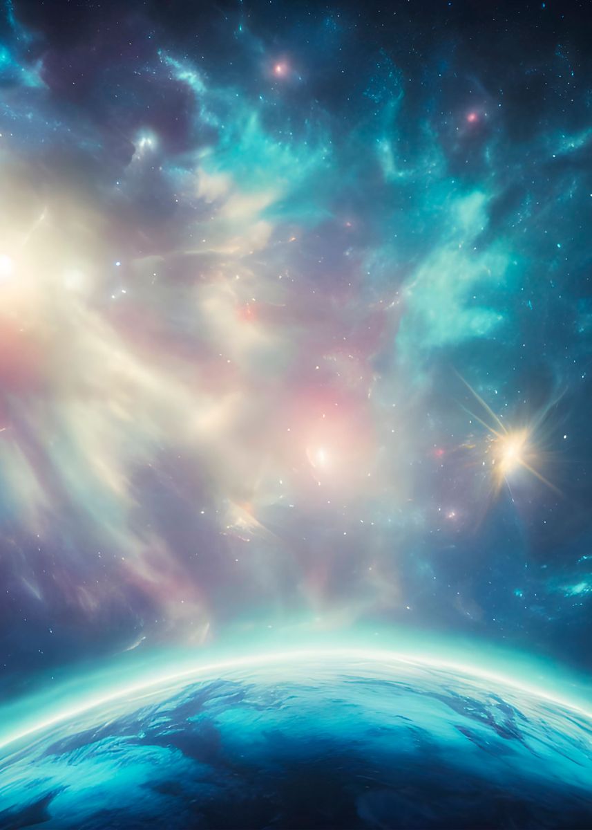 'Vibrant Outer Space' Poster, picture, metal print, paint by Tim | Displate