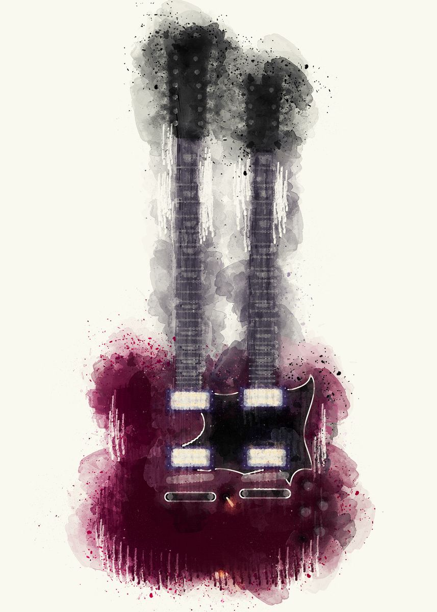 'Vintage Guitar ' Poster, picture, metal print, paint by Katty | Displate