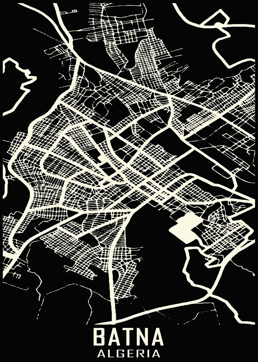 'Batna Algeria City Map' Poster by HildaWarren Studio | Displate