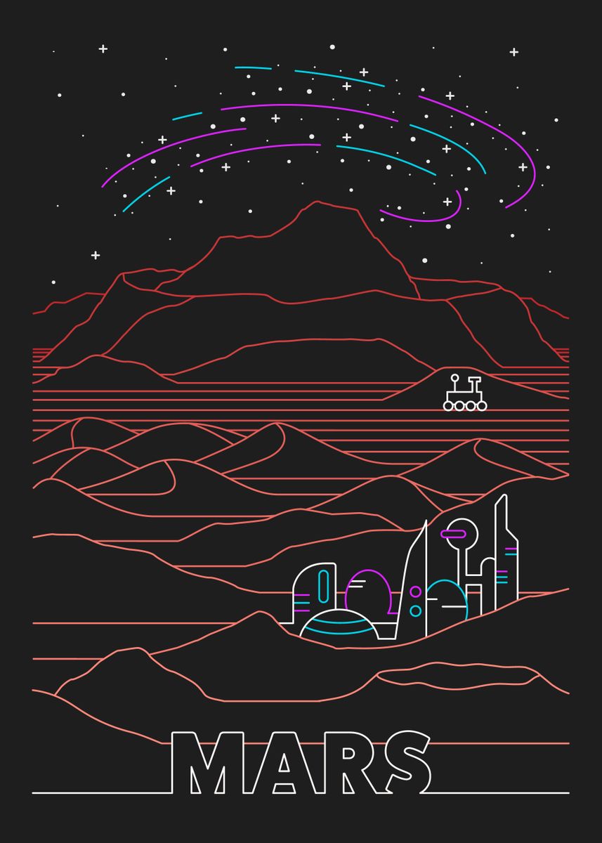 'Arcade Mars Space Travel' Poster, picture, metal print, paint by ...