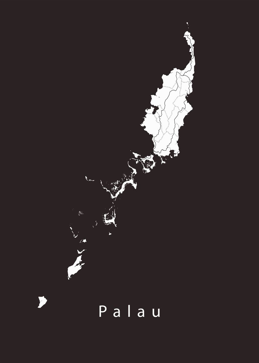 'Palau Island Map' Poster, picture, metal print, paint by Mapique ...