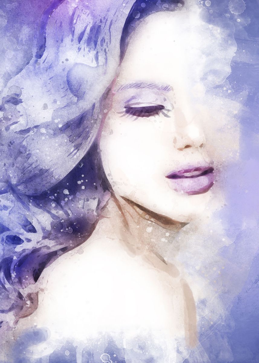 'Woman Portrait Purple' Poster, picture, metal print, paint by Erika ...