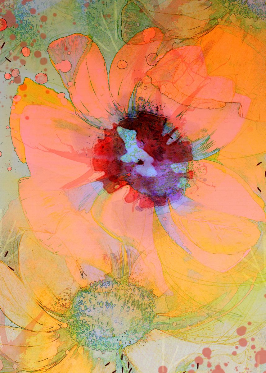 'Orange abstract' Poster by Fátima Seehagen Nature Illustrations | Displate