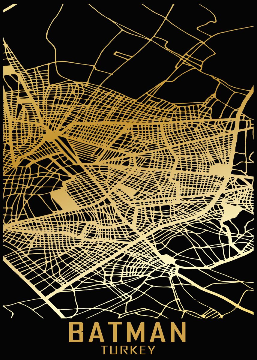 'Batman Turkey City Map' Poster, picture, metal print, paint by ...