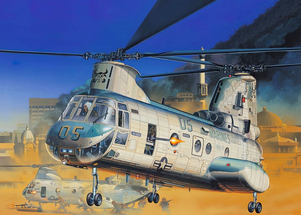 'Helicopter CH46E Bullfrog' Poster by AirCraft Lover | Displate