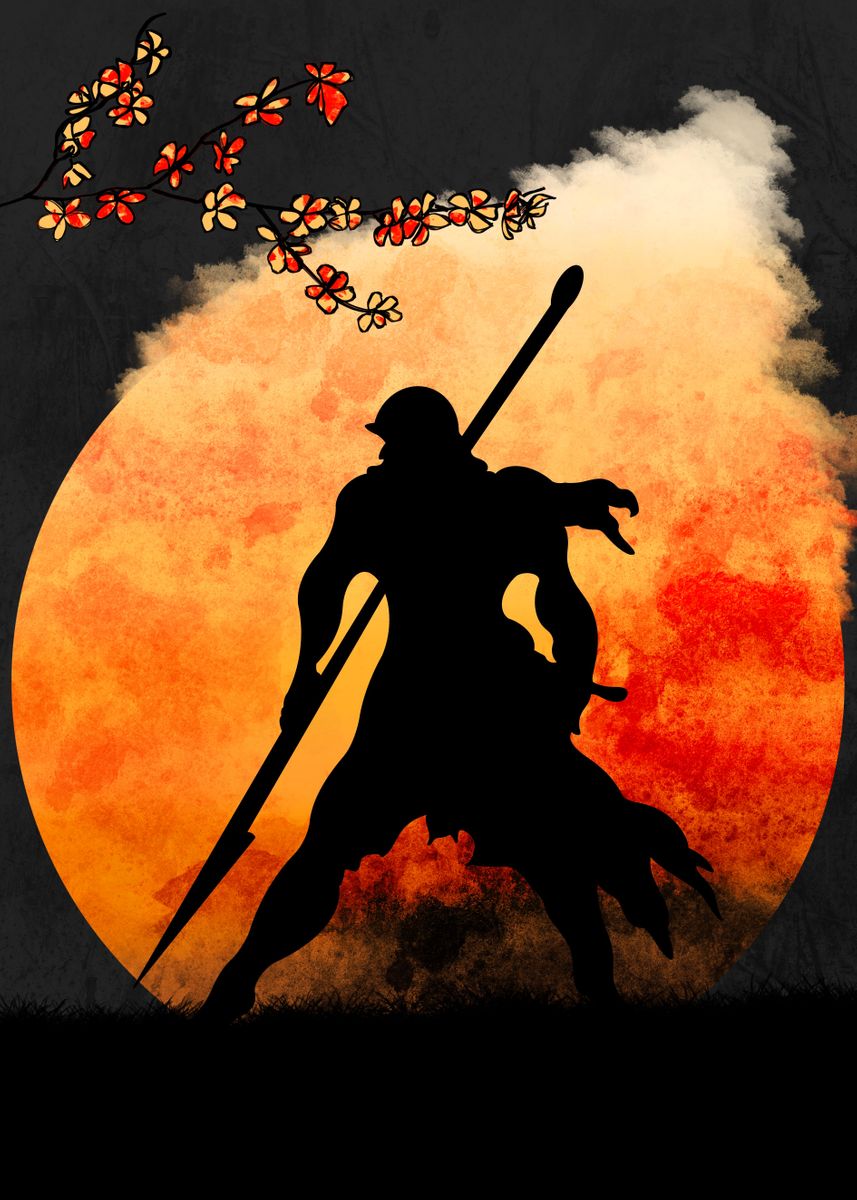 'Cherry blossom ninja moon' Poster, picture, metal print, paint by ...