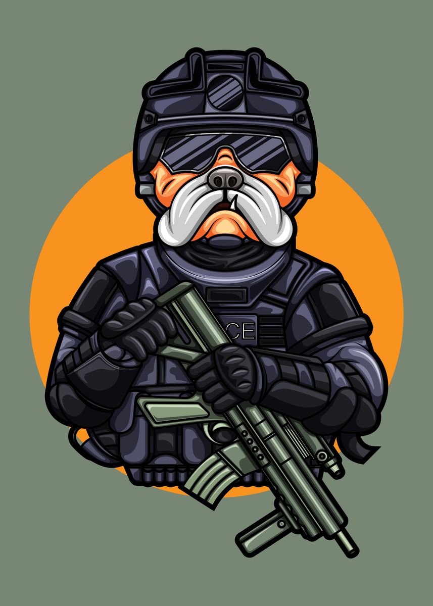 'Cute police pug dog' Poster, picture, metal print, paint by ...