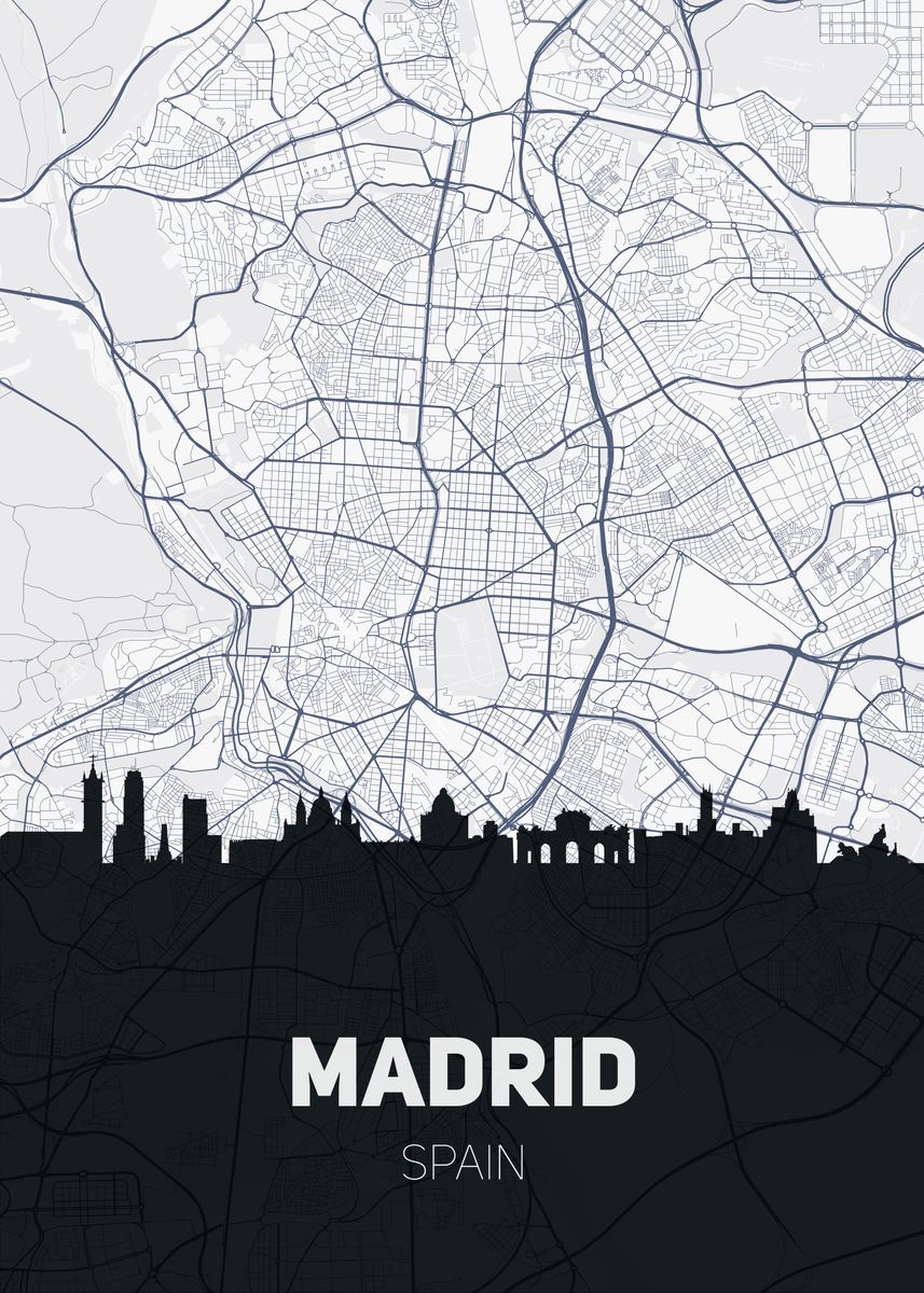 'Madrid City Map' Poster, picture, metal print, paint by crbn design ...
