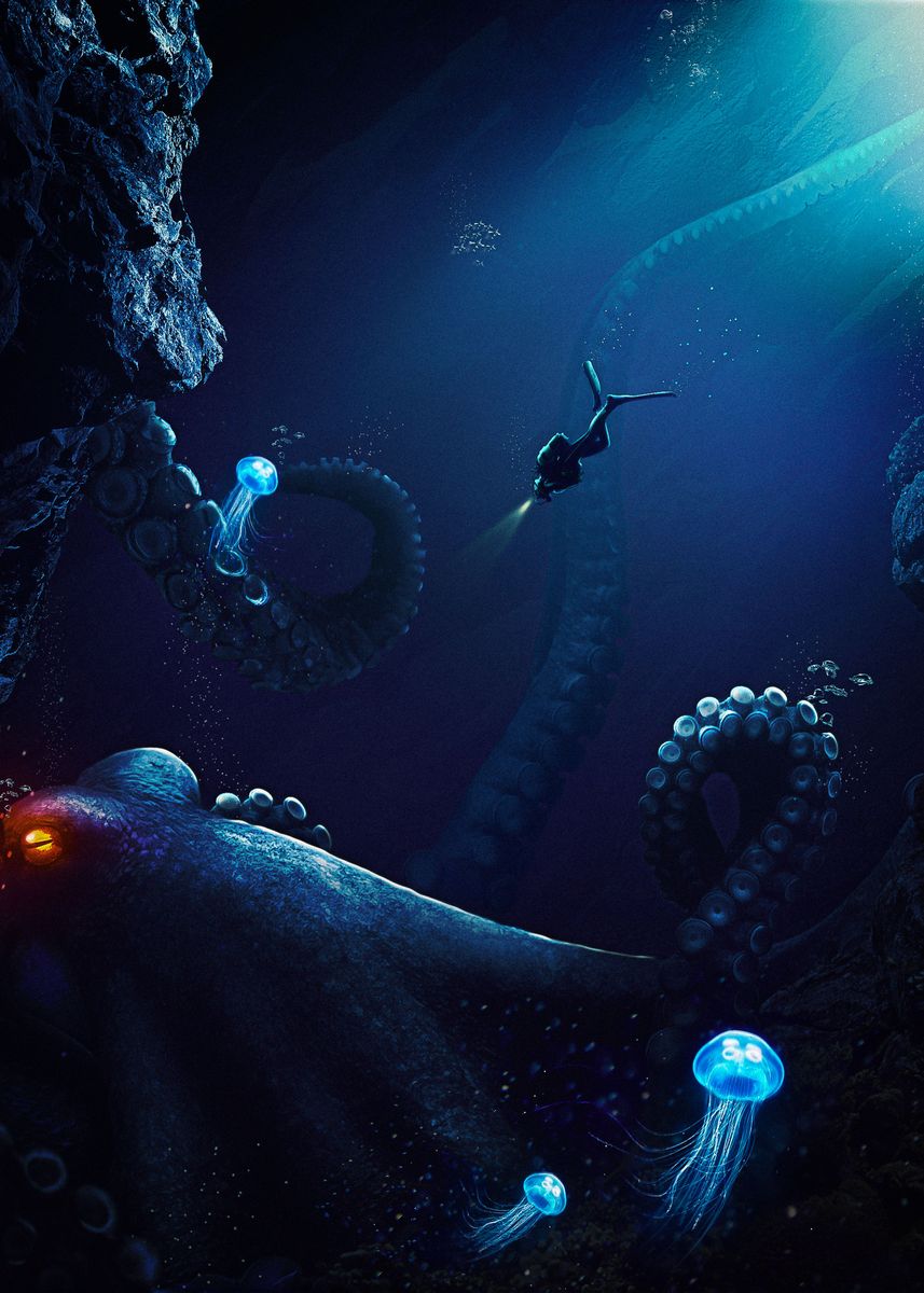 'Abyss' Poster, picture, metal print, paint by Ergen Art | Displate
