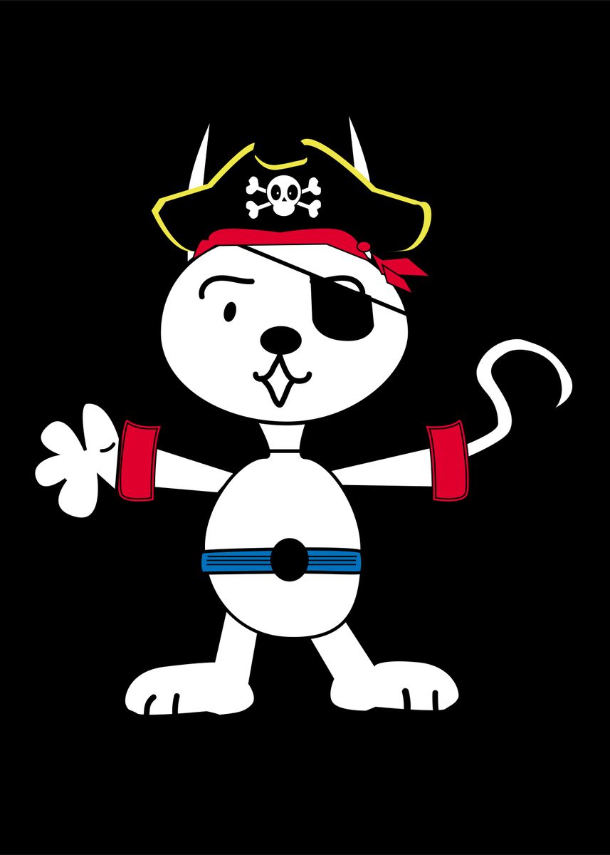 'Pirate Cat character carto' Poster, picture, metal print, paint by Tea ...
