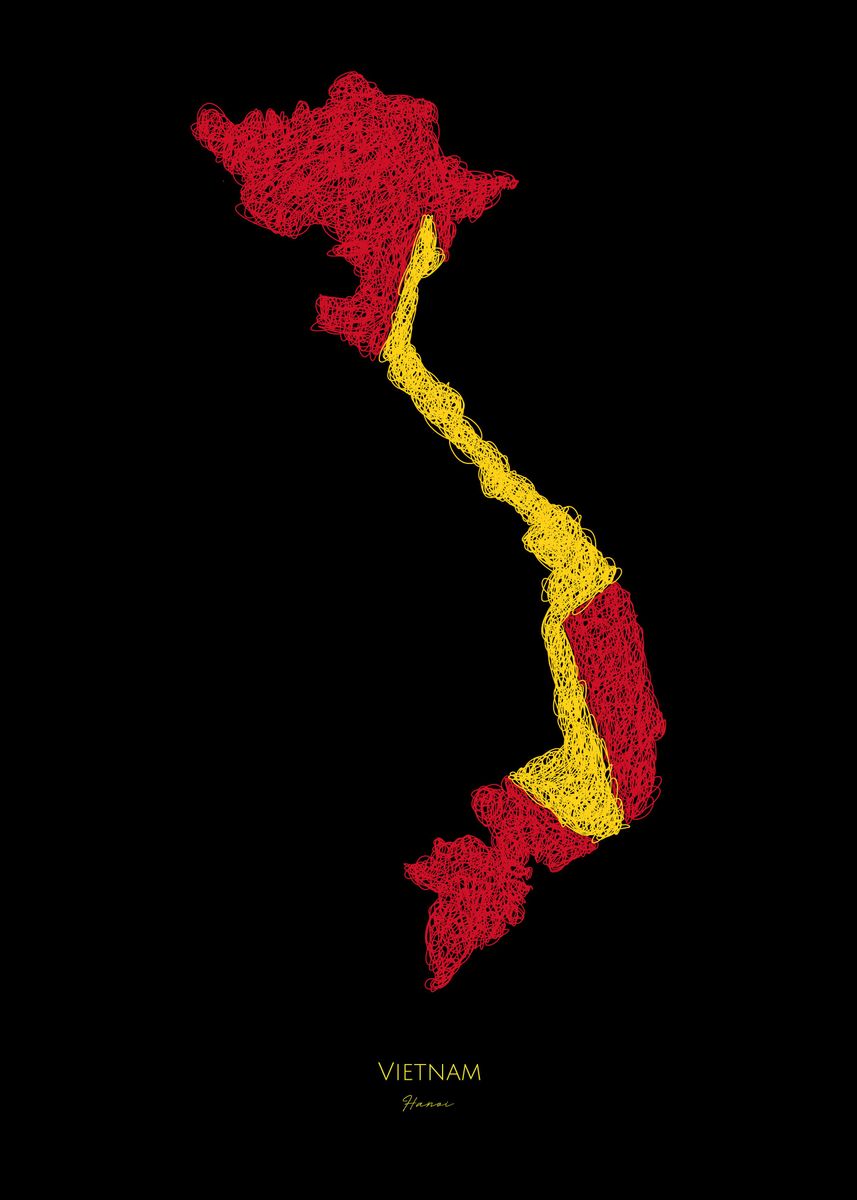 'Vietnam World Cup Flag Map' Poster, picture, metal print, paint by ...