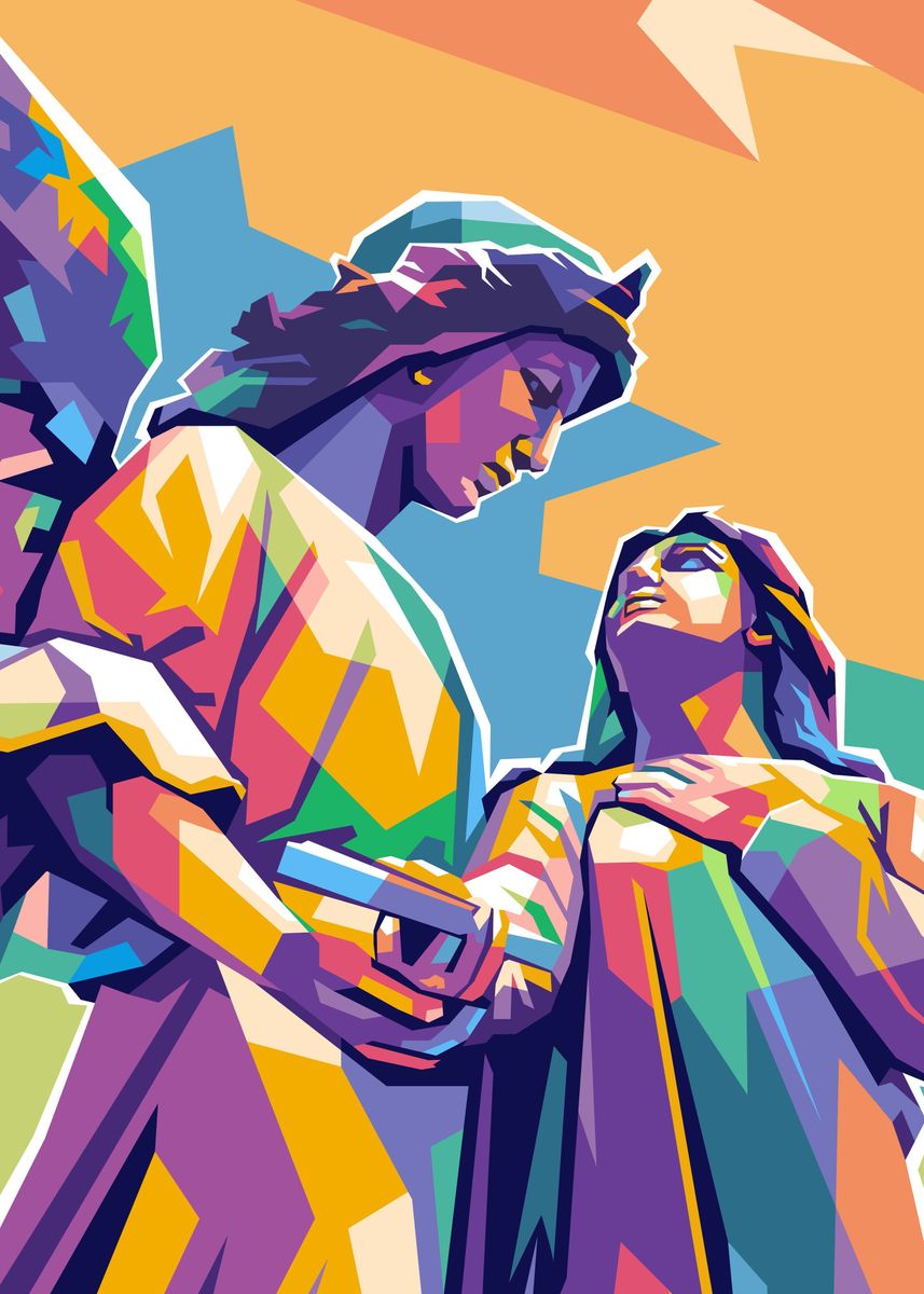 'Prayer Angelus Statue WPAP' Poster, picture, metal print, paint by ...