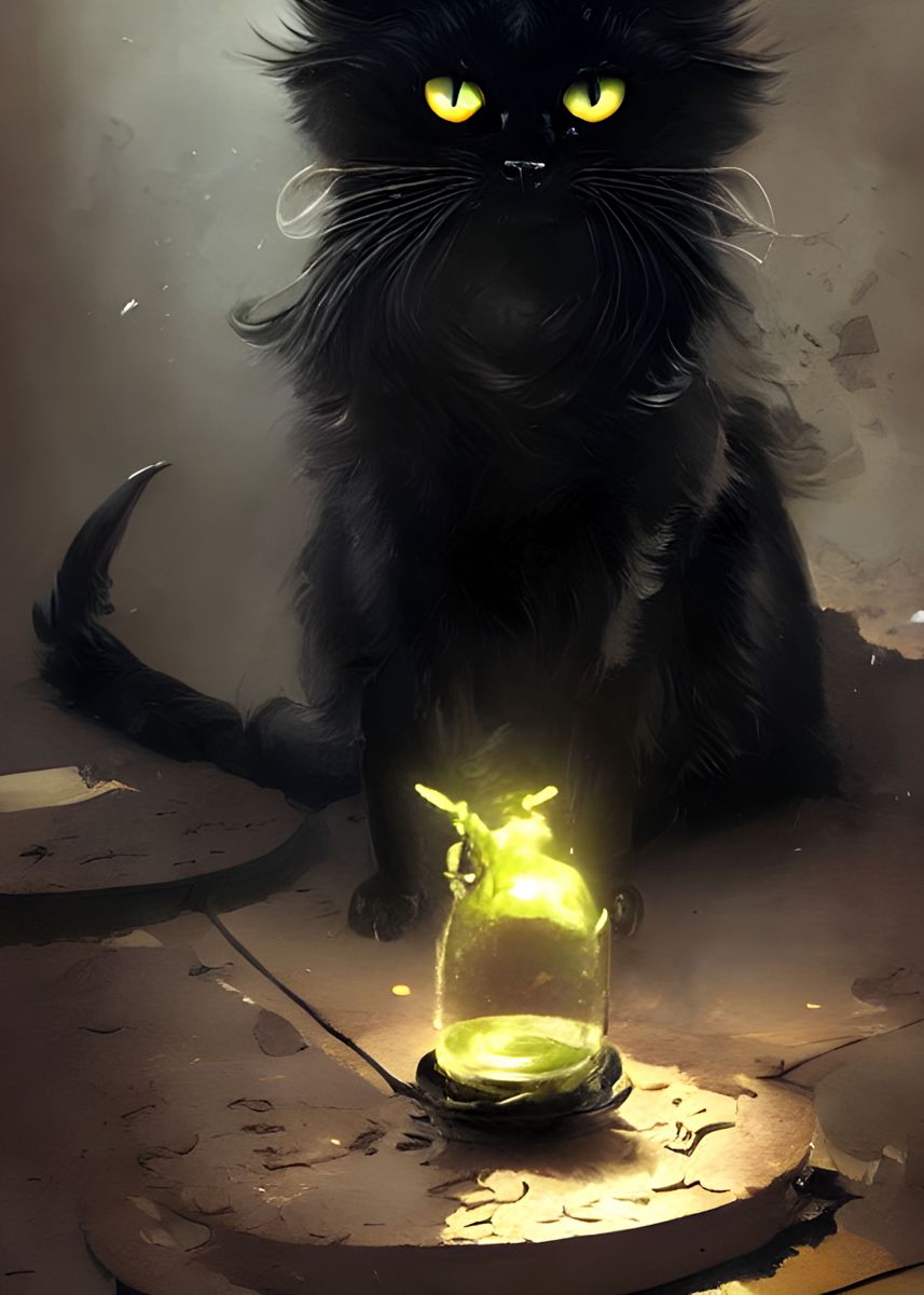'Black Cat Magic Potion' Poster, picture, metal print, paint by 6 ...