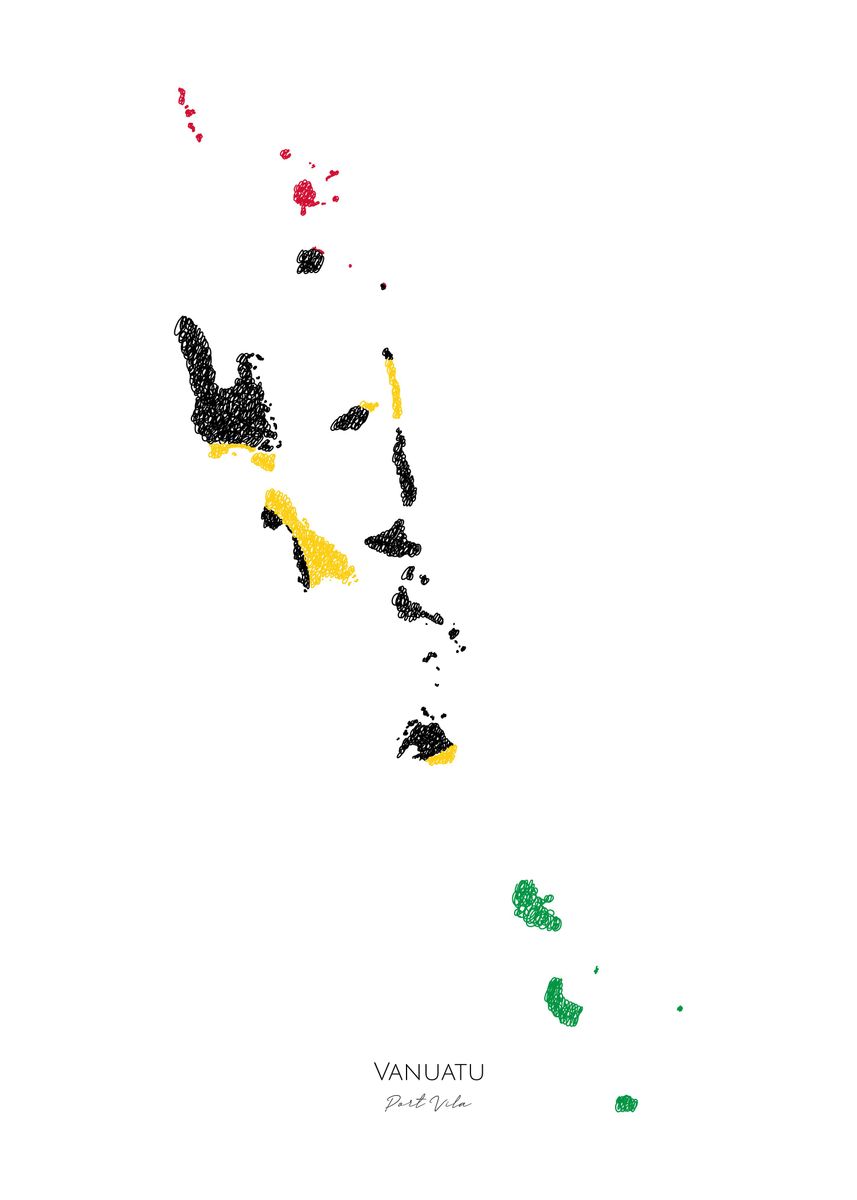 'Vanuatu World Cup Flag Map' Poster, picture, metal print, paint by ...