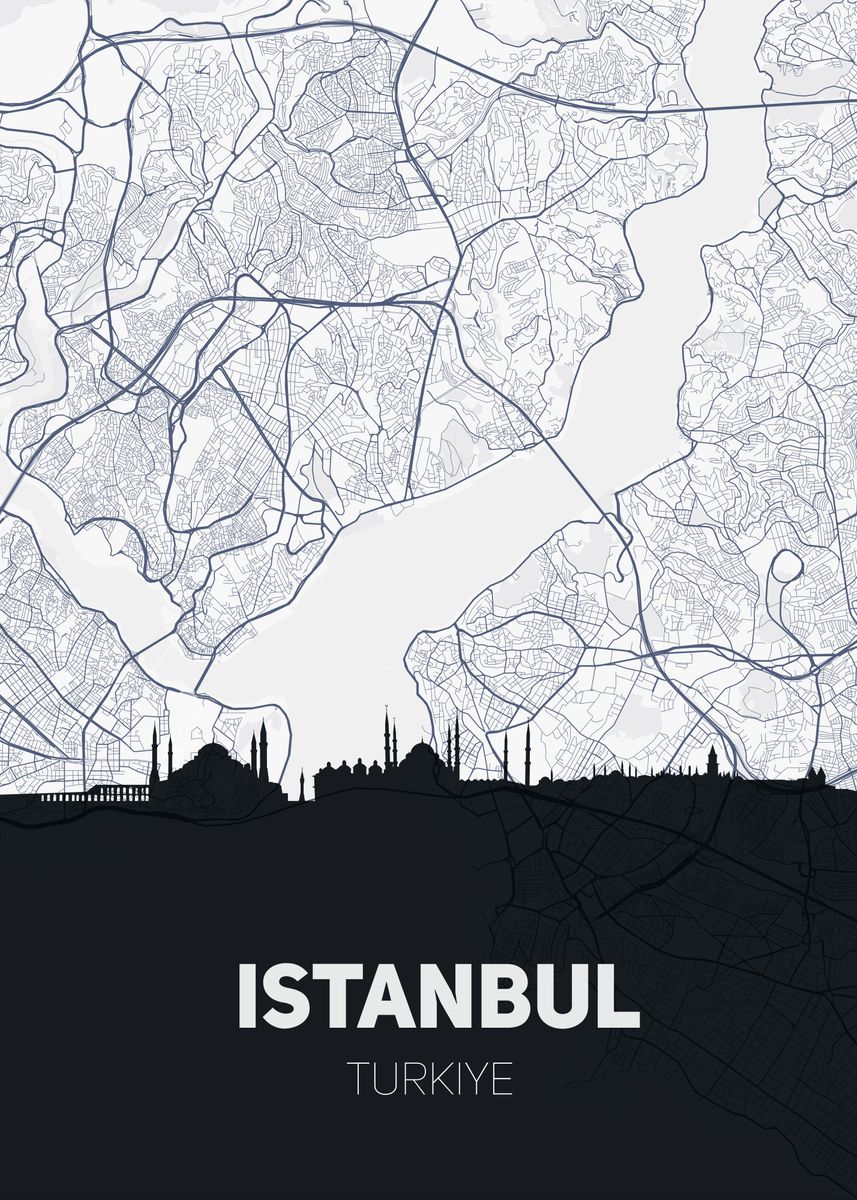 'Istanbul City Map' Poster, picture, metal print, paint by crbn design ...