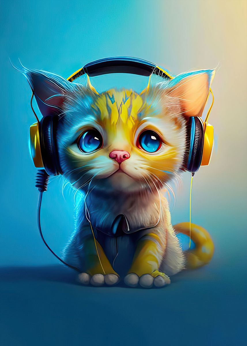 'Cat Colorful' Poster, picture, metal print, paint by ...