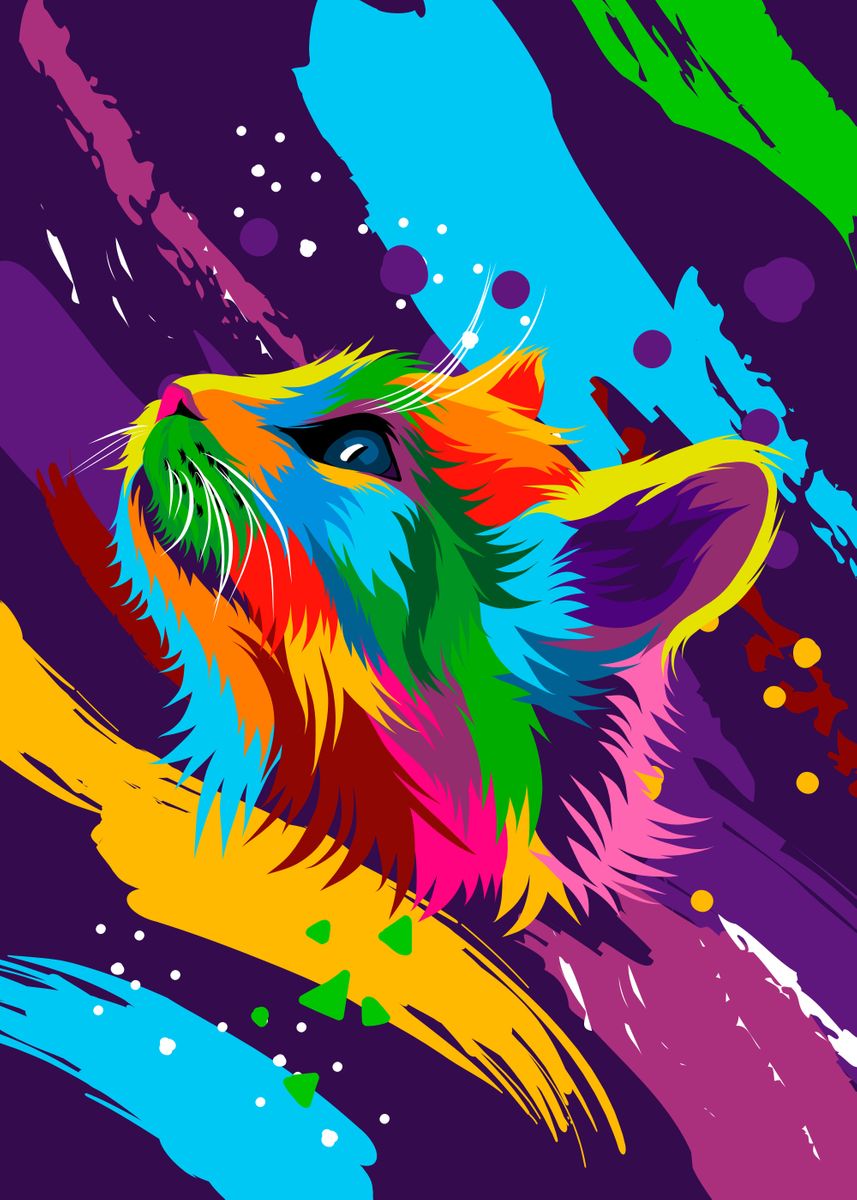 'Colorful Cat' Poster by Hasnaa Art | Displate