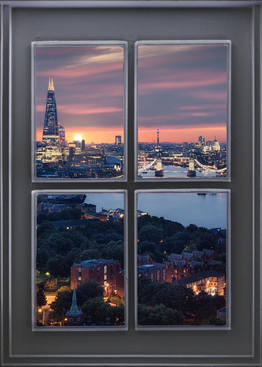 'Window on London by night' Poster, picture, metal print, paint by Bem ...