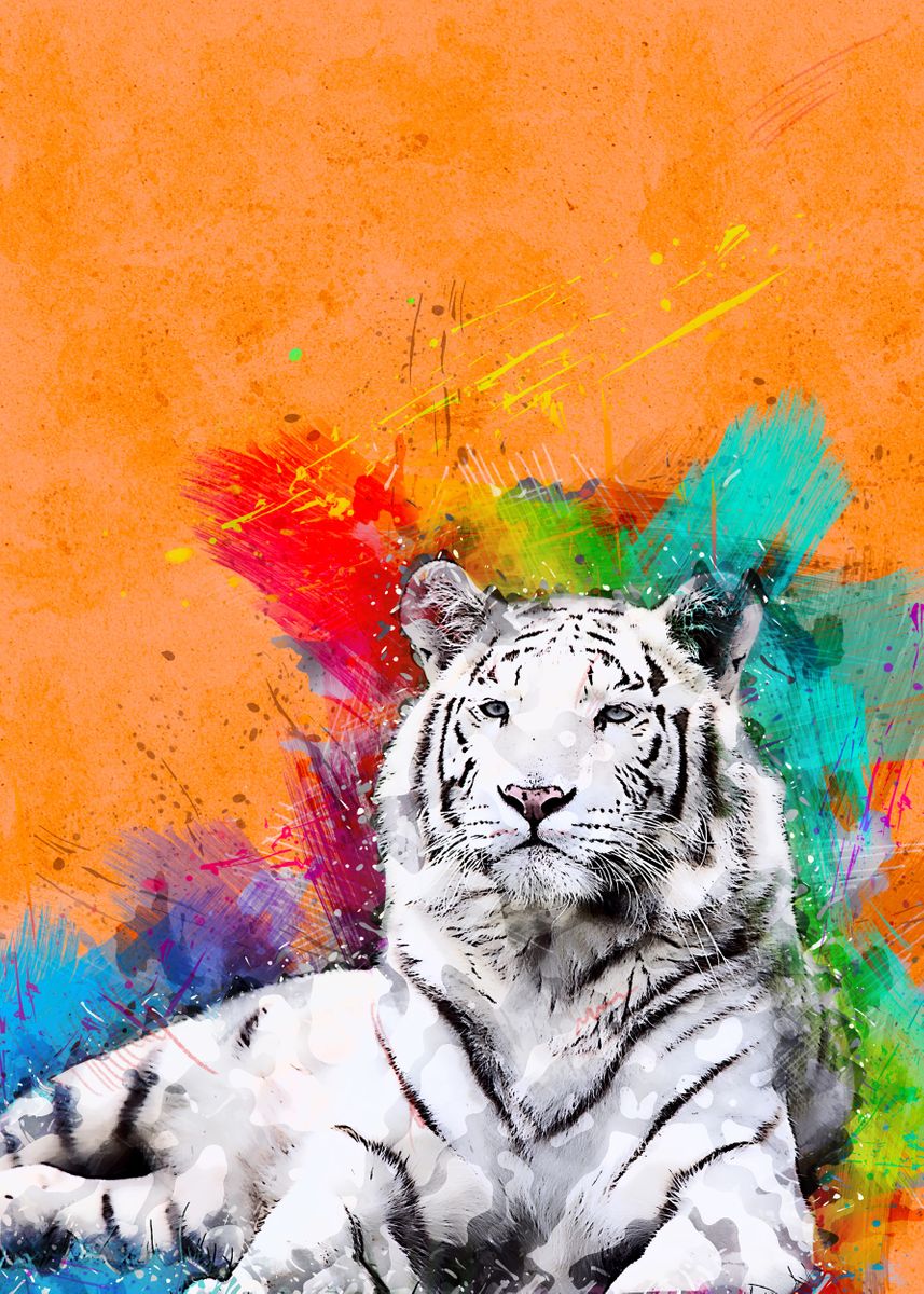 'White tiger 224' Poster by TaTu Art | Displate