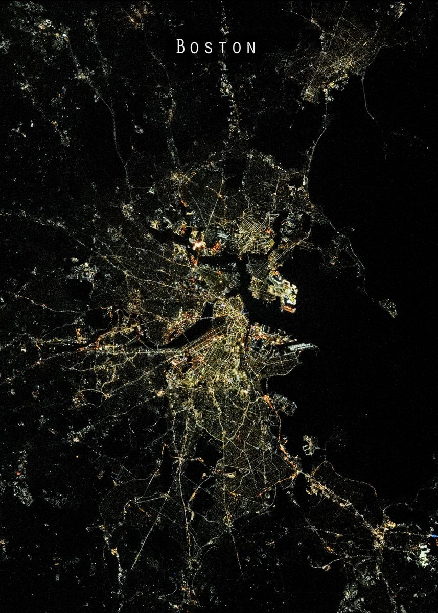 'Boston at night' Poster, picture, metal print, paint by Marcel Clemens ...