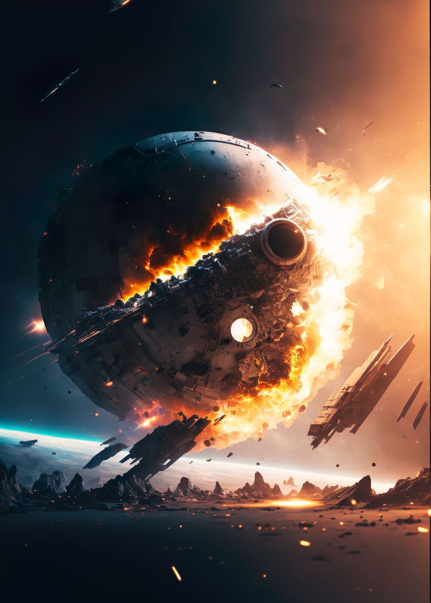 'Epic Space Battle' Poster, picture, metal print, paint by GLITCHED ART ...